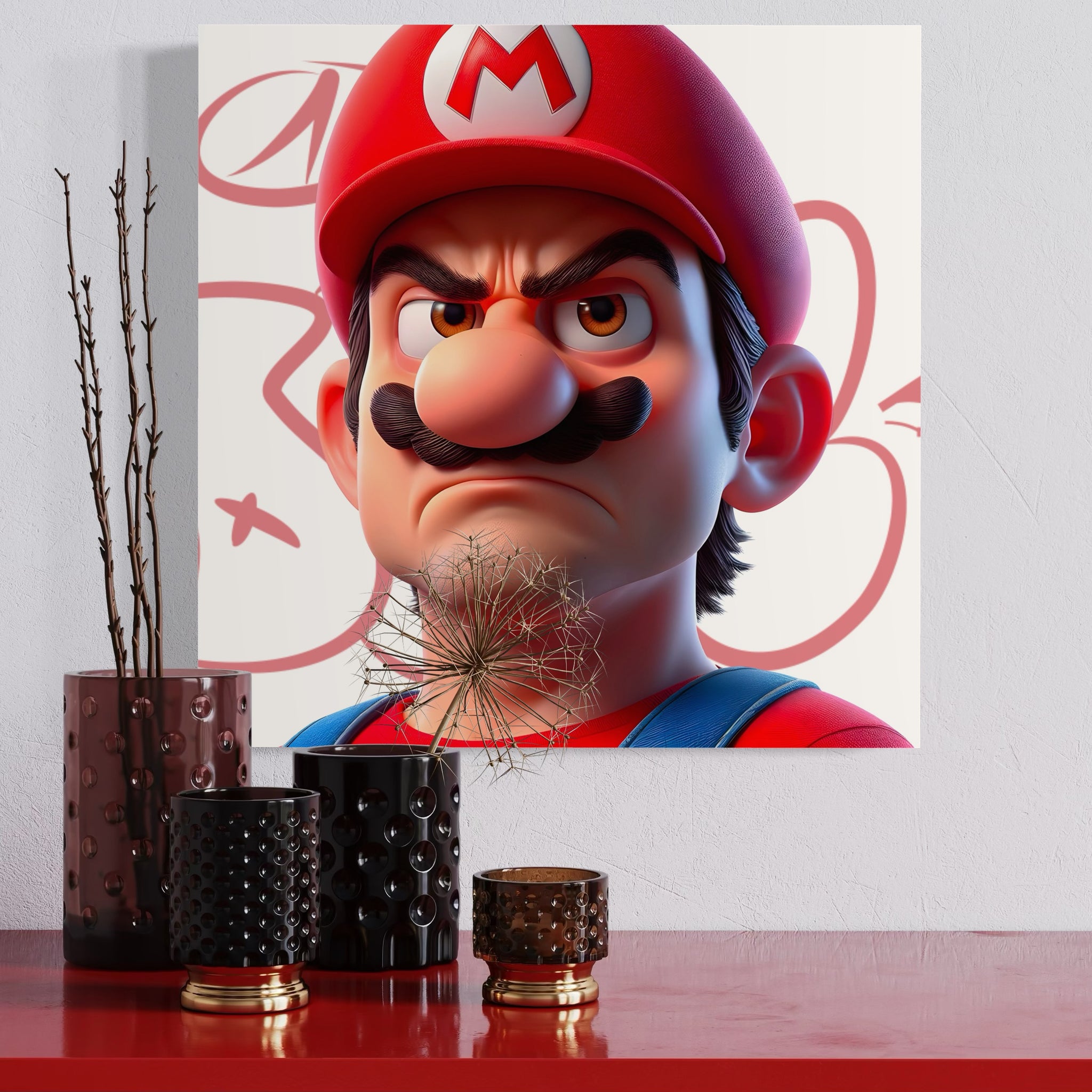 Tableau Portrait Super Mario Déterminé - Déco Murale Moderne | Fabulartz.fr