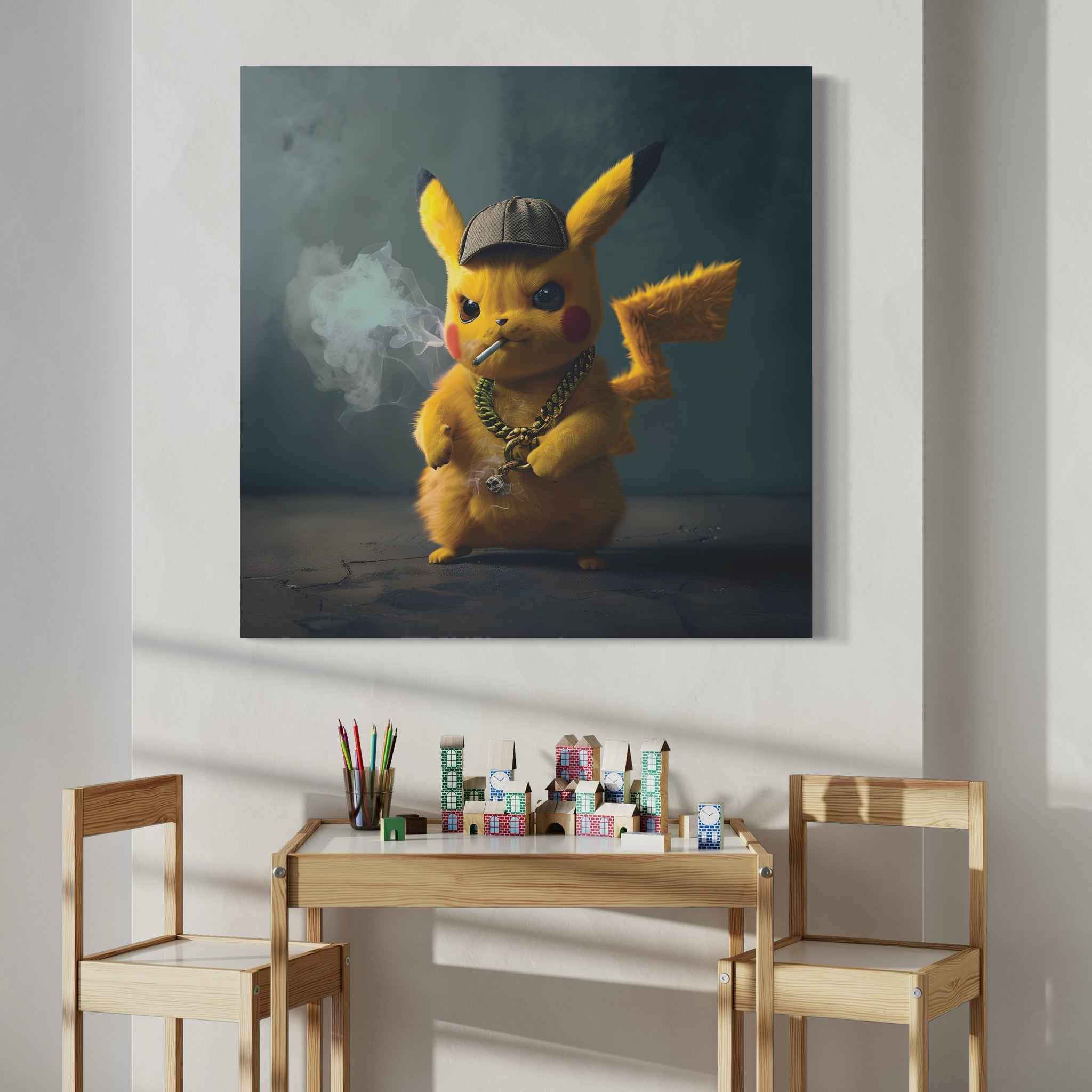 Tableau Pokémon Pikachu Rebelle Chic - Cadre Mural Design | Fabulartz.fr
