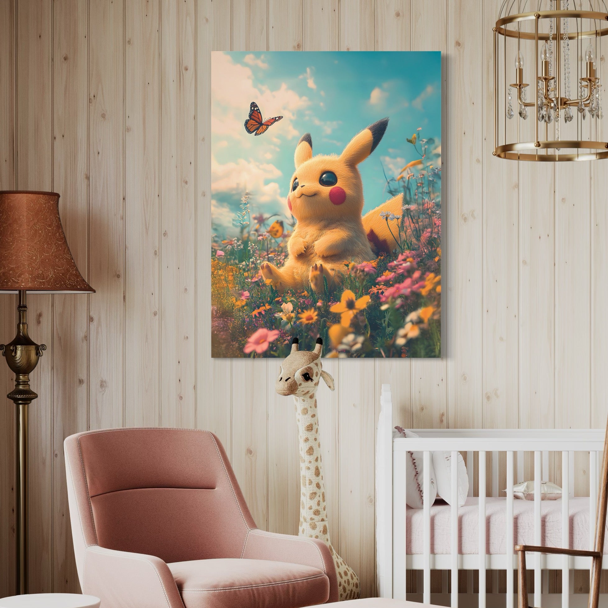 Tableau Pokémon Pikachu Champ de Fleurs - Décoration Murale | Fabulartz.fr