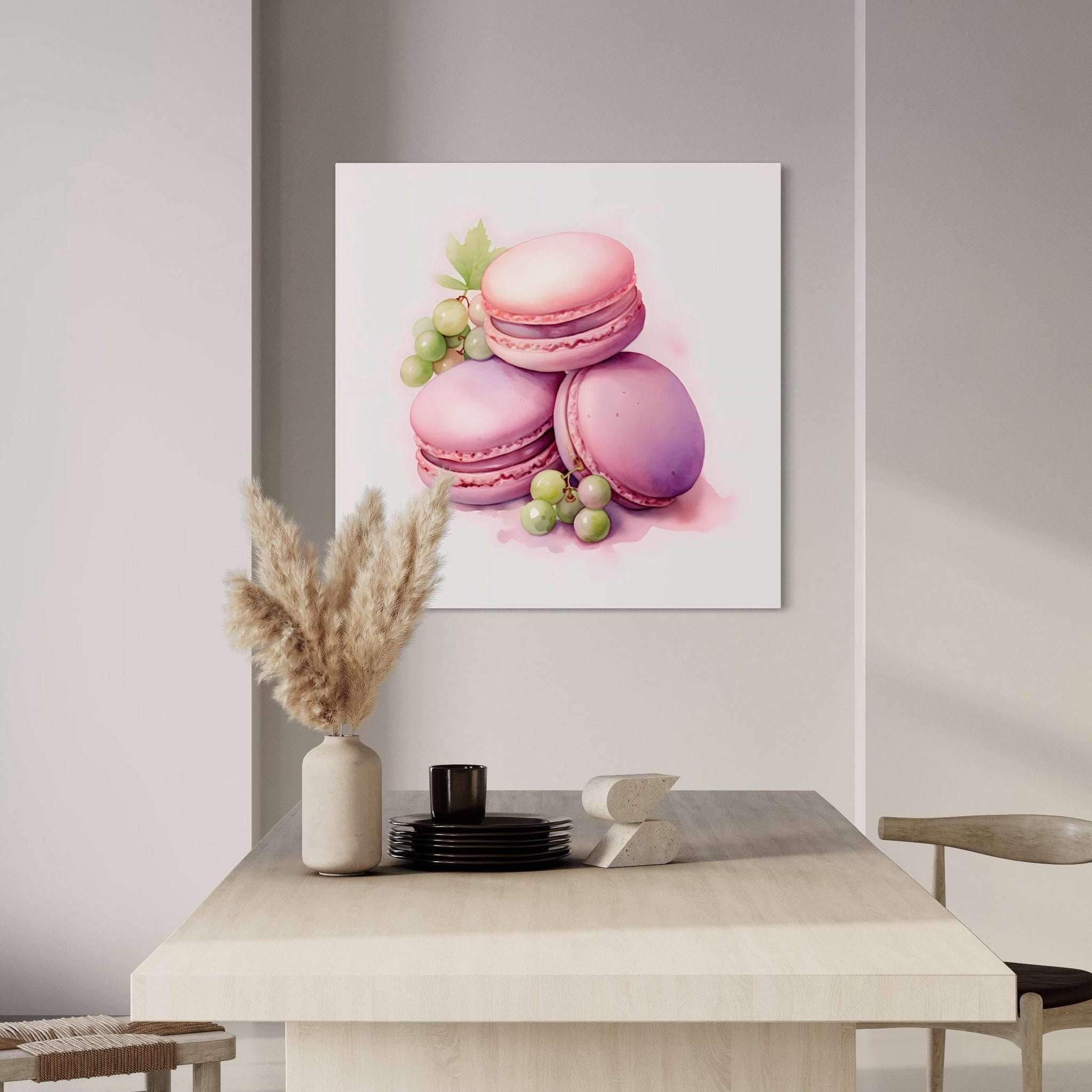 Tableau Cuisine "Macarons Élégants" - Décoration Murale Colorée